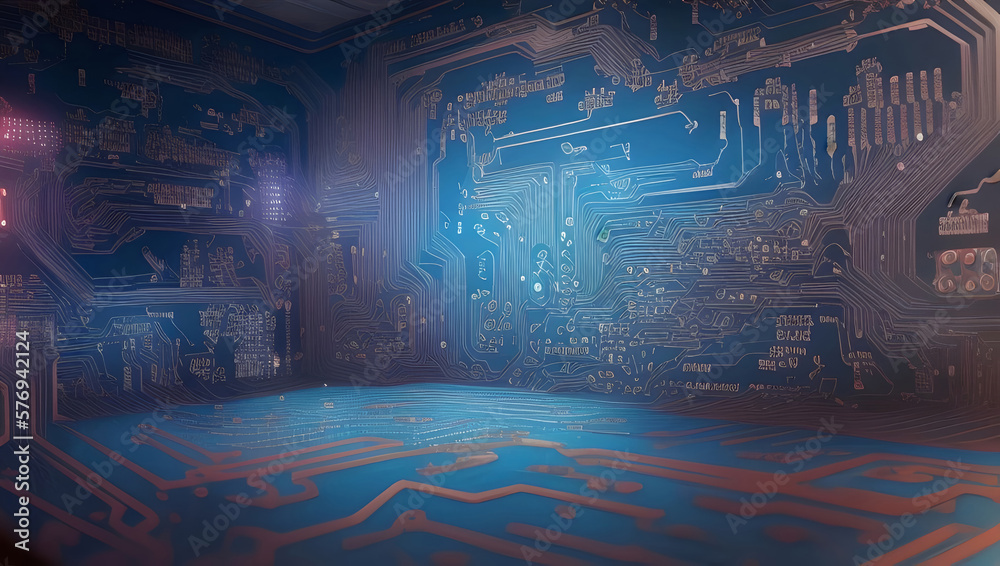 Abstract Digital Tech Circuitry Lines Circuit Board Room Background ...