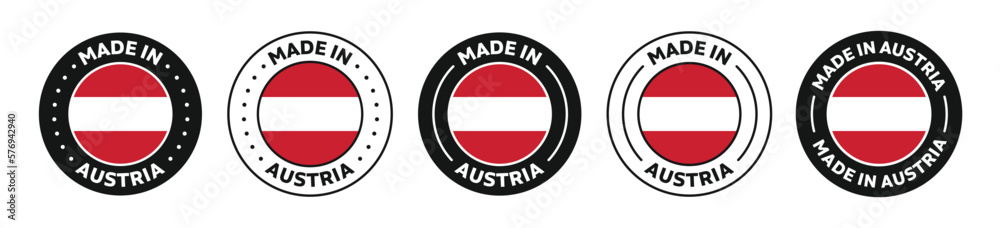 made in austria icon set. austrian made product icon suitable for ...