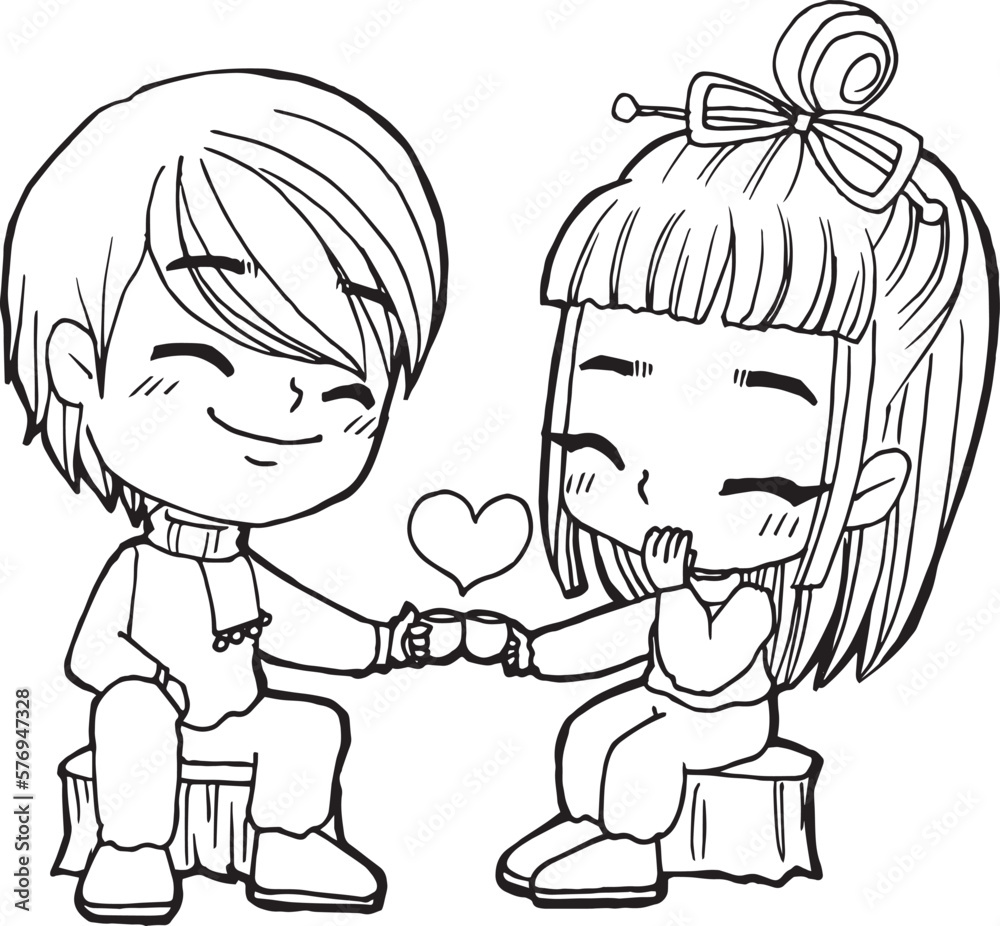 love marry couple love cartoon doodle kawaii anime coloring page cute ...