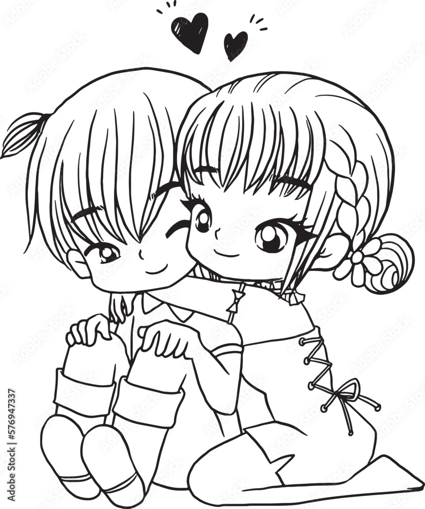 love marry couple love cartoon doodle kawaii anime coloring page cute ...