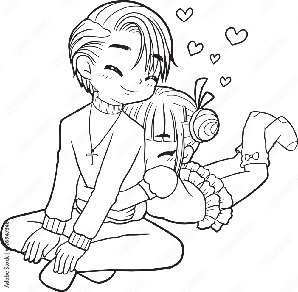 love marry couple love cartoon doodle kawaii anime coloring page cute ...