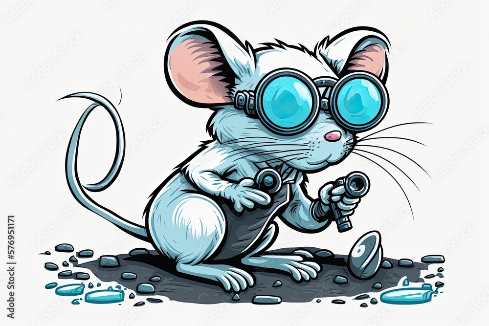 Lab rat in isolation, sporting enormous specs and baby blue eyes ...