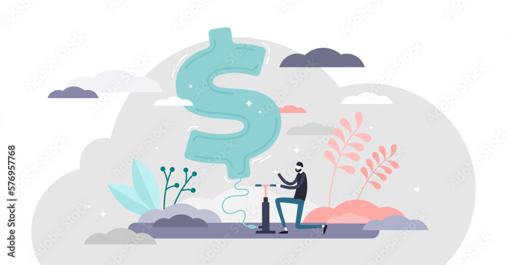 Inflation illustration, transparent background.Money value growth flat ...