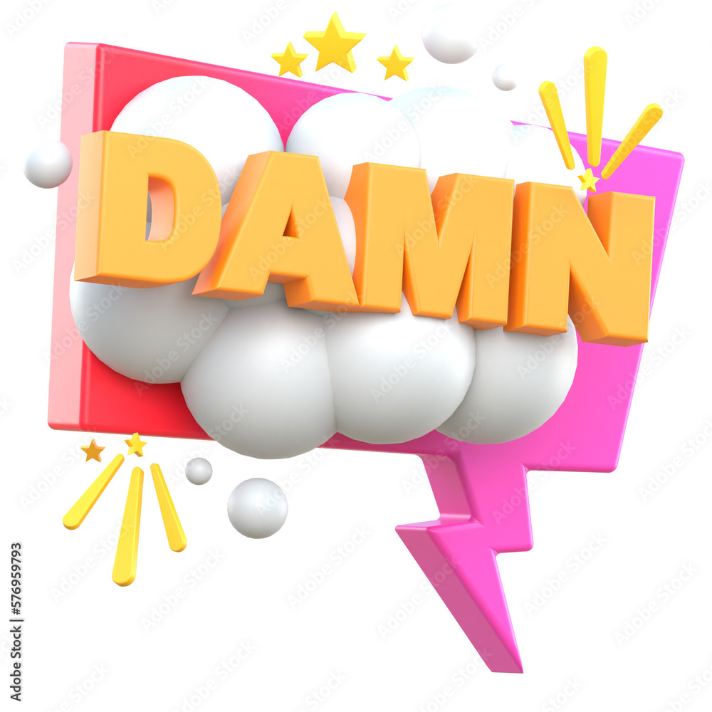 3d Cartoon comic sign burst clouds . Speech bubble, damn sign ...