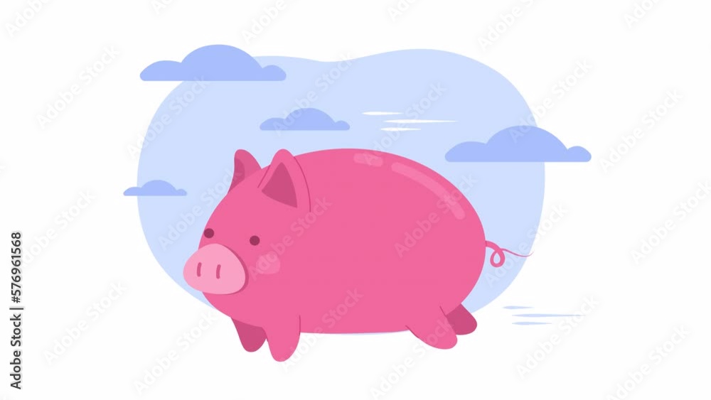 Animated running pig loader. Raising piggy pet. Flash message 4K video ...