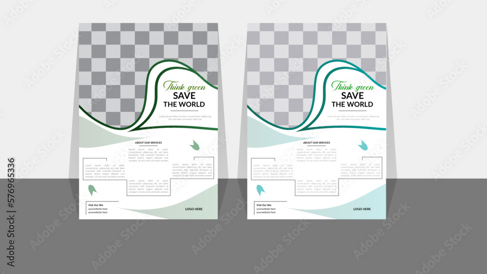 Modern latest simple clean green natural vector flyer template a4 size ...