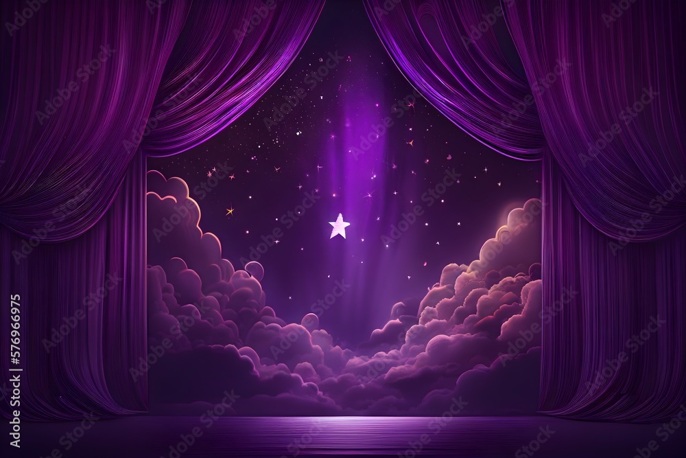 background star purple cloud stage, high quality, generative ai, stage ...