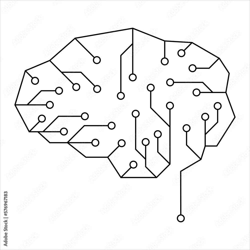 Circuit board human brain. Concept illustration of artificial ...