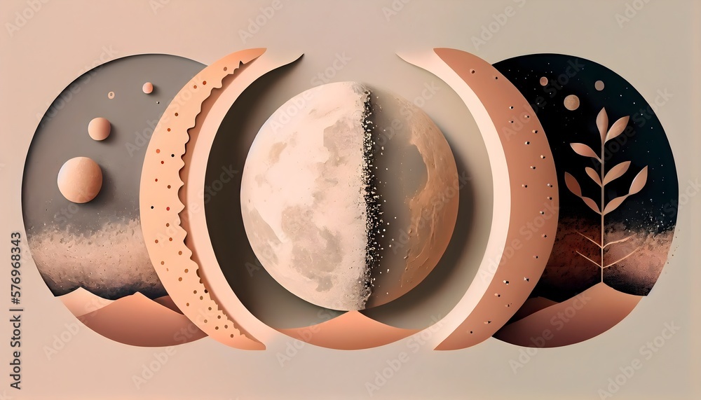 symbol art of luna illustration, magic triple phase of moon, astrology ...