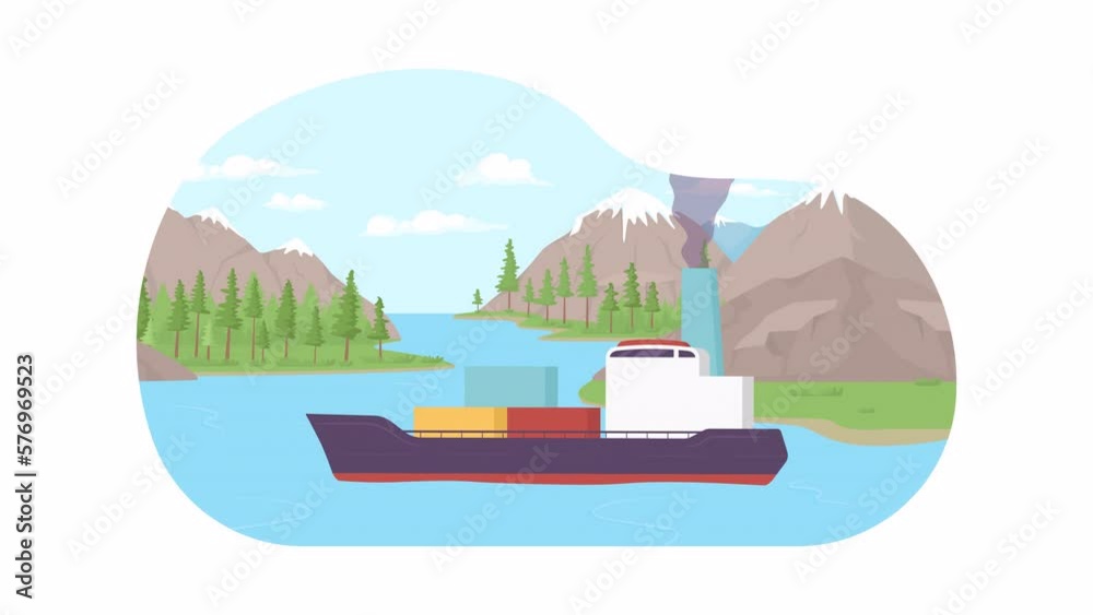 Animated floating boat loader. Cargo ship. Flash message 4K video ...