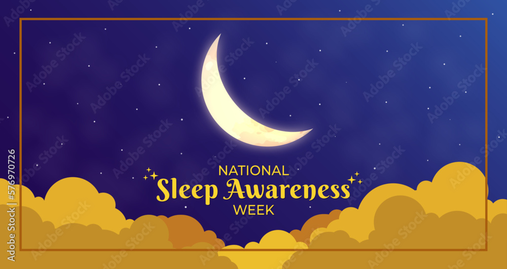Vecteur Stock National Sleep Awareness Week Horizontal Poster Vector ...