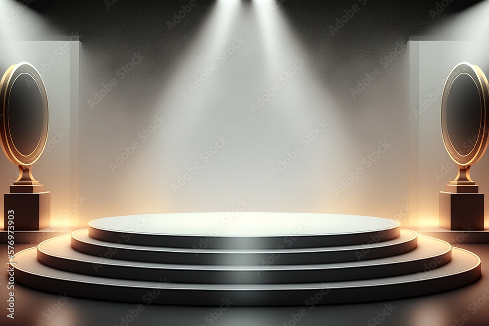 Stage podium scene for award ceremony or product display and ...