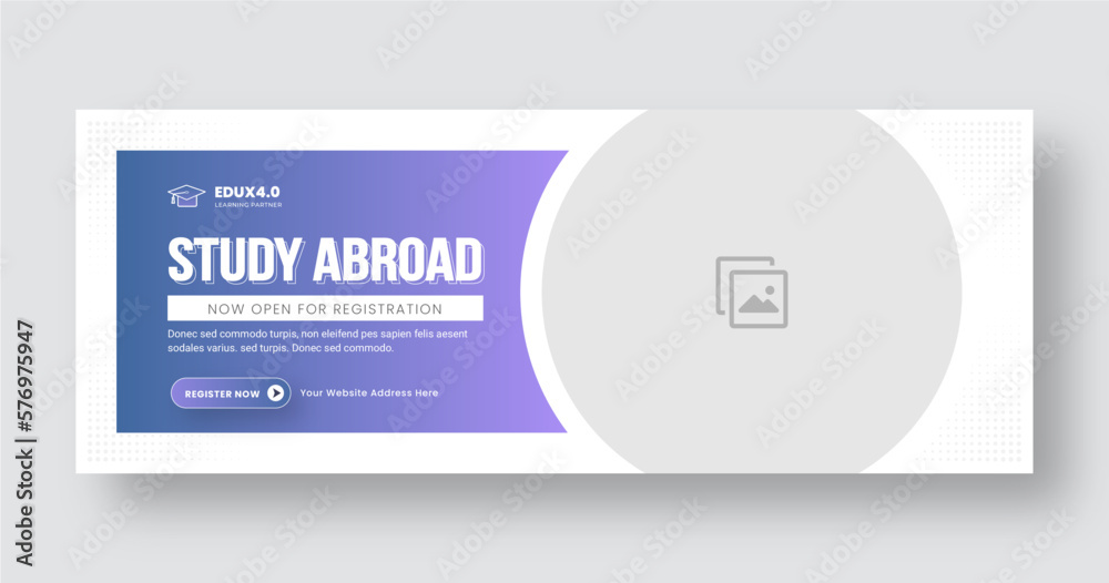 Study abroad banner template. School admission web banner template or ...
