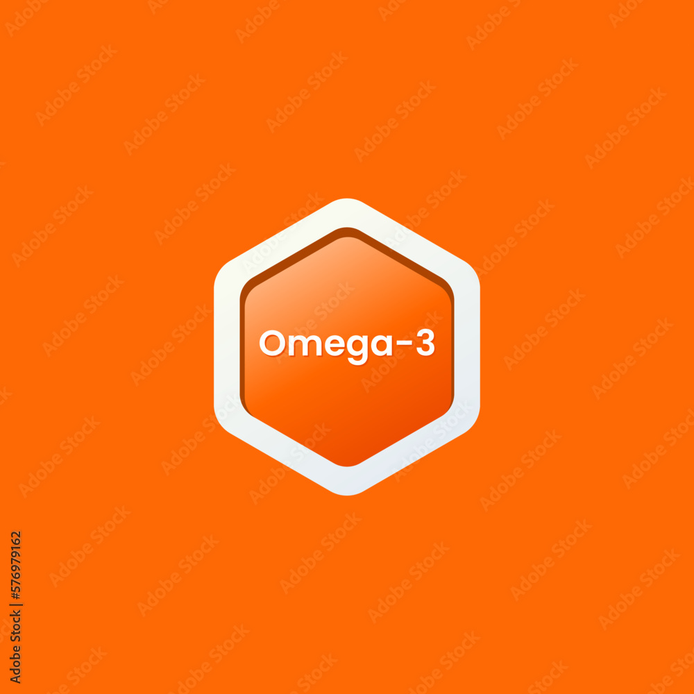 Omega 3 Label Vector or Omega 3 icon in flat style. Omega 3 symbol or ...