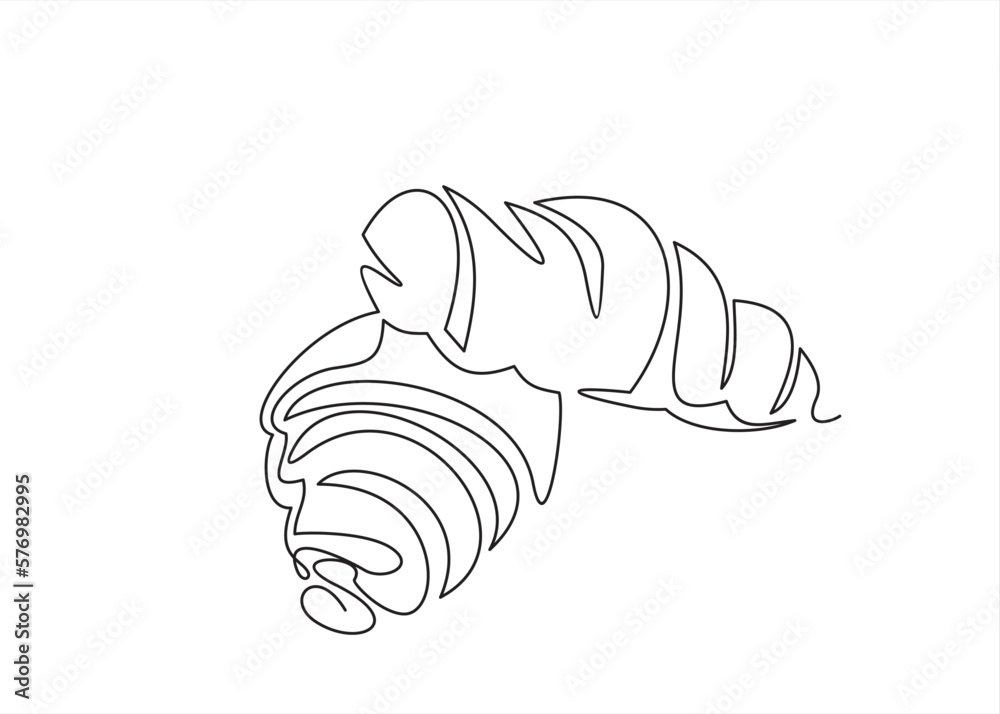 Continuous one line drawing of croissant for logo in minimalist style ...