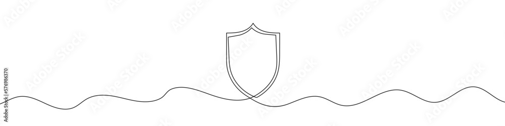 Continuous line drawing of shield. One line drawing background. Vector ...