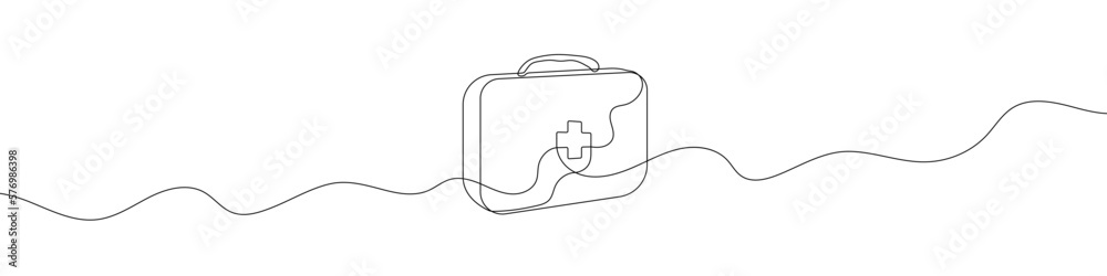Continuous line drawing of first aid kit. Line art of first aid kit ...