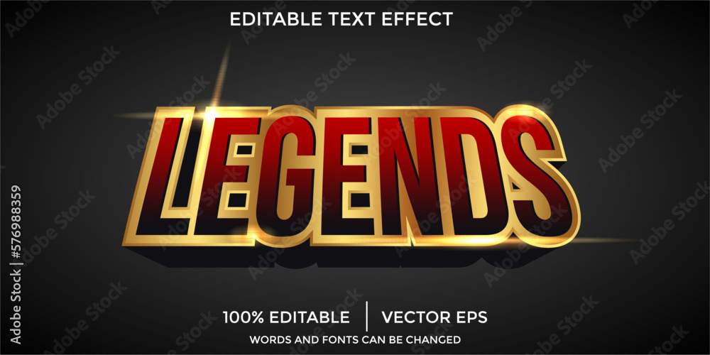 legends text effect template design with bold style and abstract ...