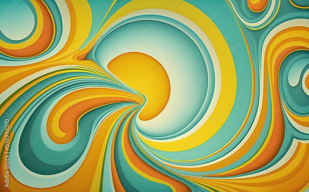 Colorful ‘70s Retro Style poster art with flowers, and psychedelic wavy ...