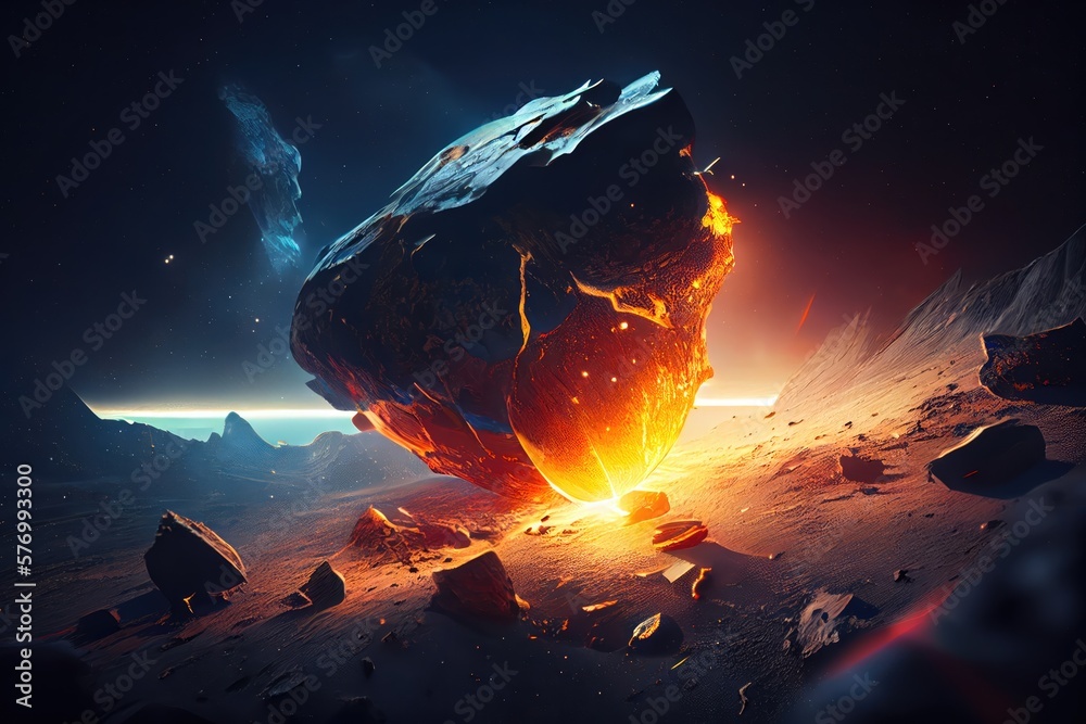 Asteroid hit the Earth. Generative AI. Stock Illustration | Adobe Stock