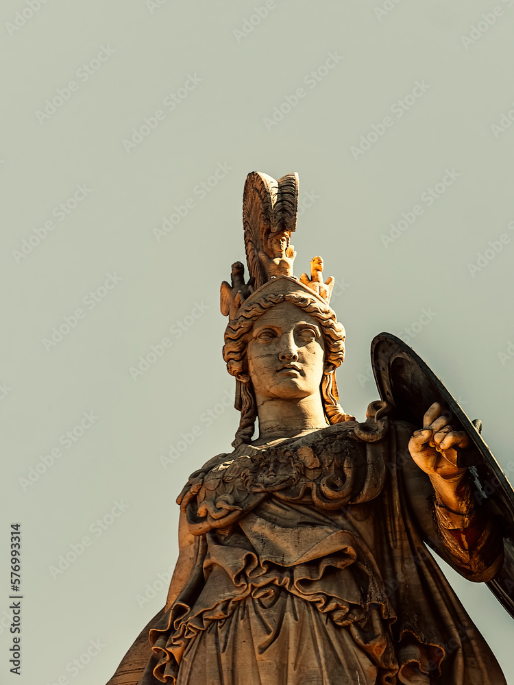Statue of Athena, the ancient Greek goddess of wisdom and knowledge ...
