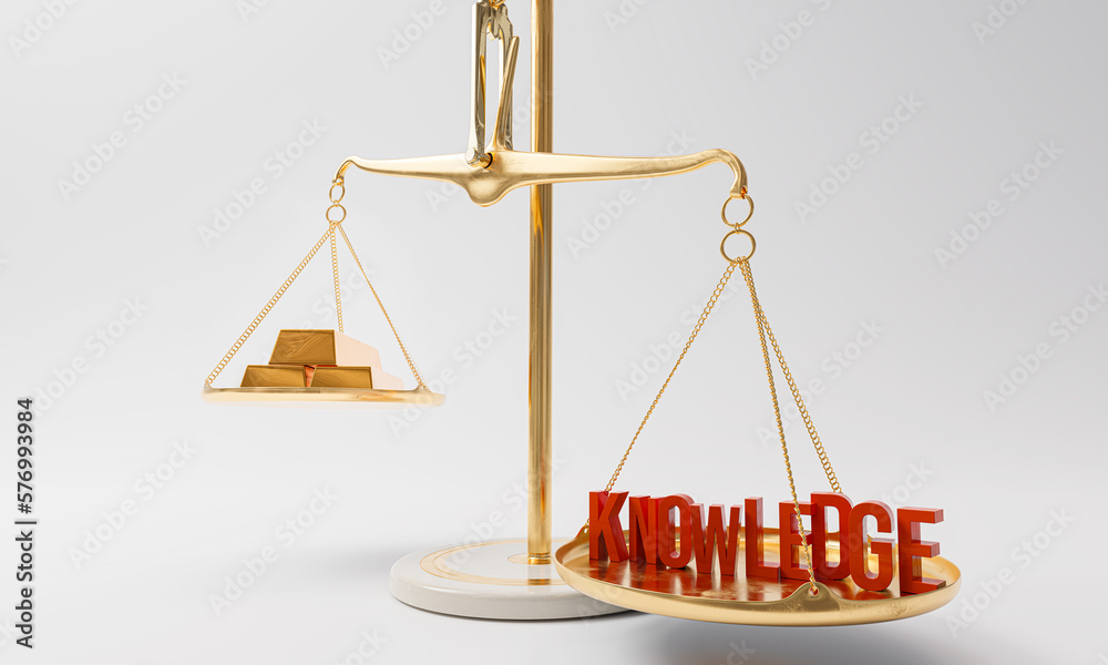 Knowledge is worth more than gold" - Concept: 3D Illustration of ...