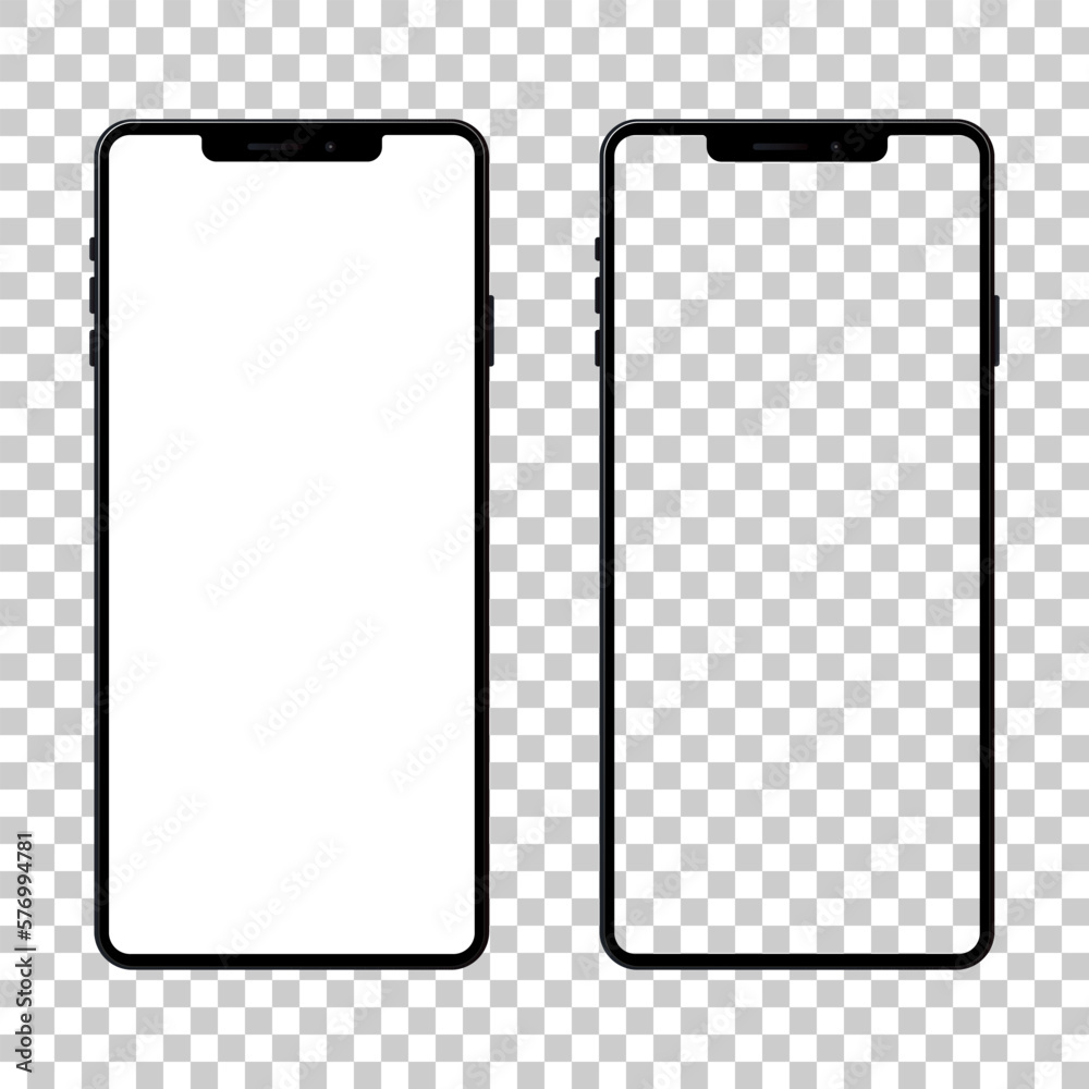 Smartphone mockup collection. Realistic models smartphone with white ...