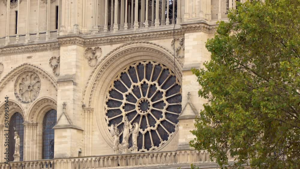 West rose window of Notre-Dame de Paris cathedral Stock Video | Adobe Stock