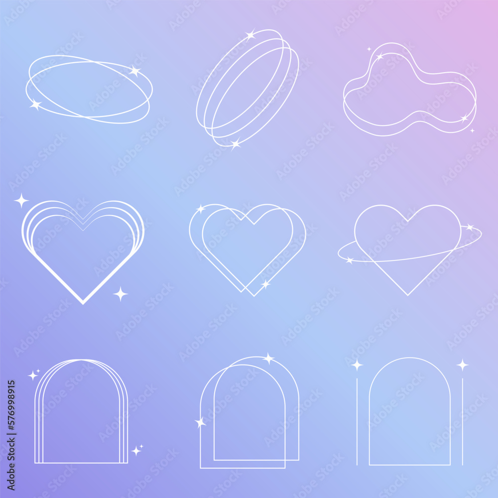 Y2K frame elements, frame design style 2000s, Y2K frame with sparkle ...