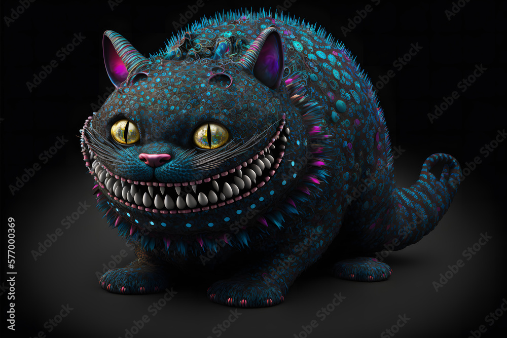 Cheshire cat created with generative AI technology Stock Illustration ...