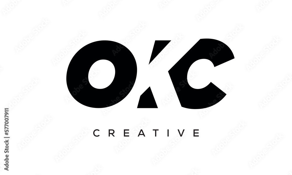 OKC letters negative space logo design. creative typography monogram ...
