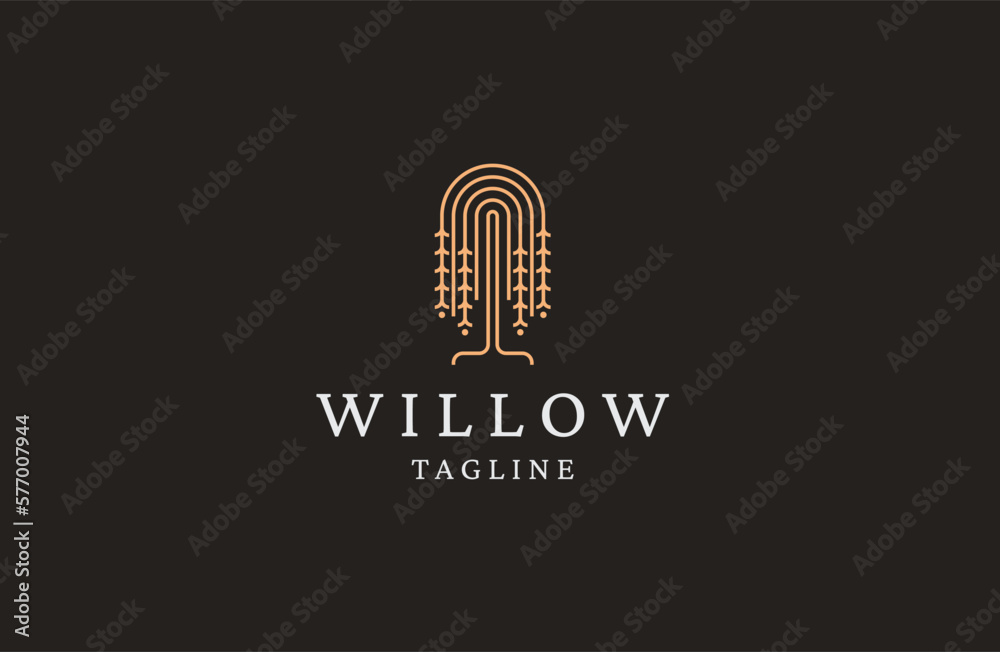 Willow tree logo icon design template flat vector Stock Vector | Adobe ...