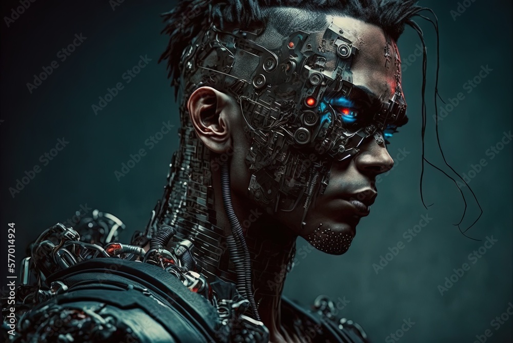unsettling cyborg in a dystopian setting illustration Generative AI ...