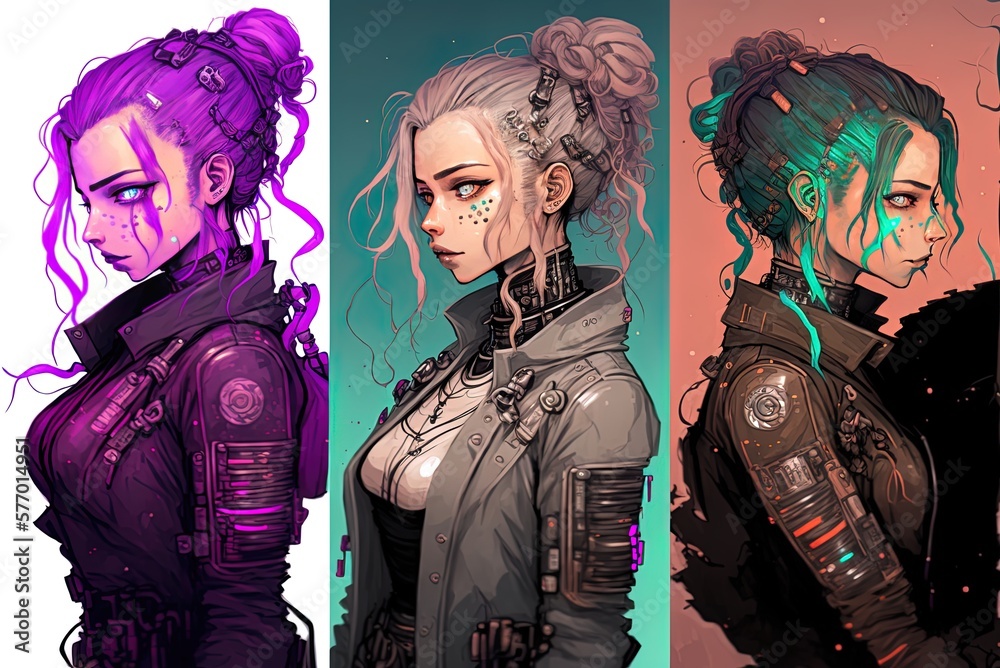 manga and anime-inspired cyberpunk character designs Generative AI ...