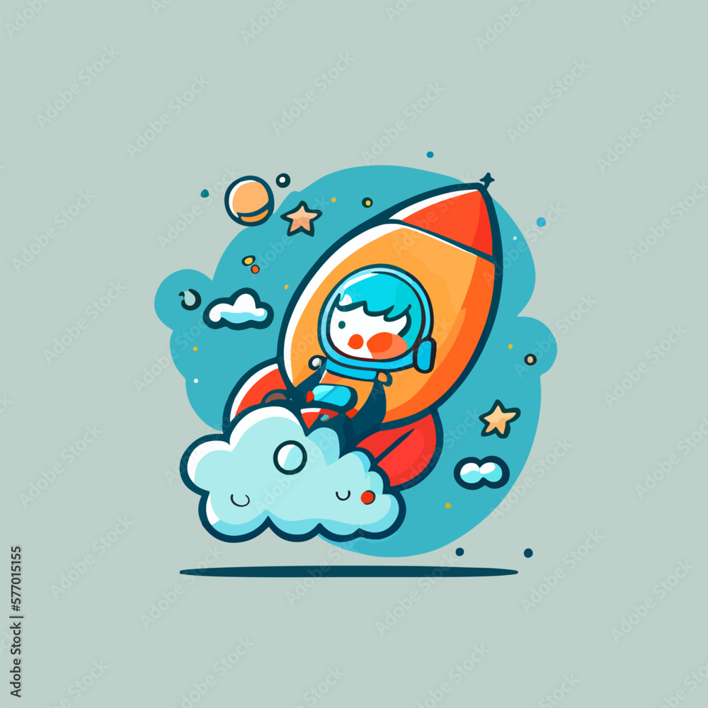ocket outer space chibi icon character design cartoon spacecraft ...