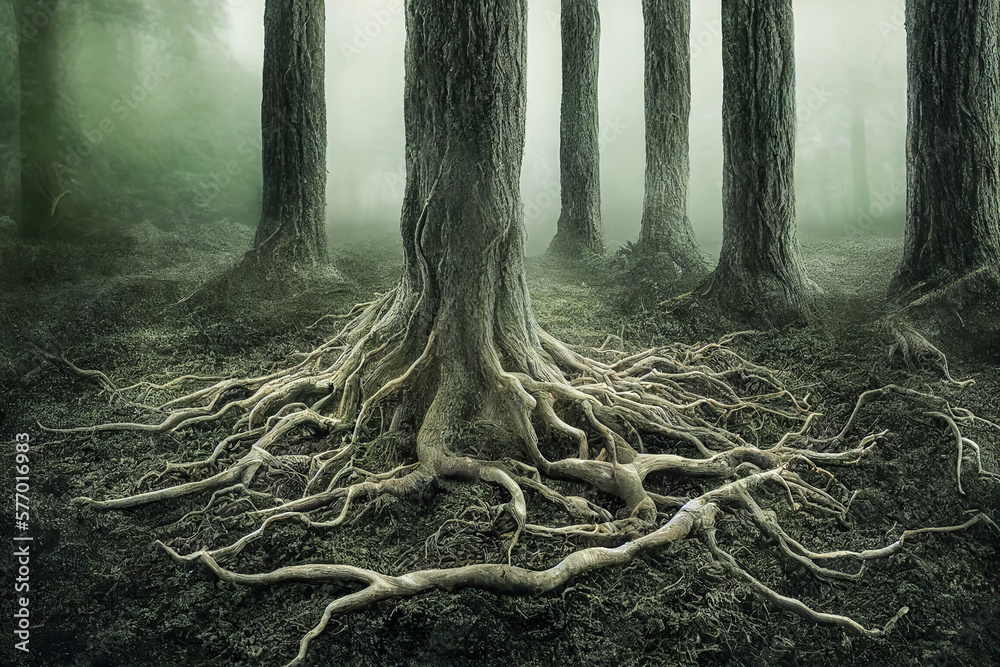 roots of a tree, Generative AI Art Illustration Stock Illustration ...