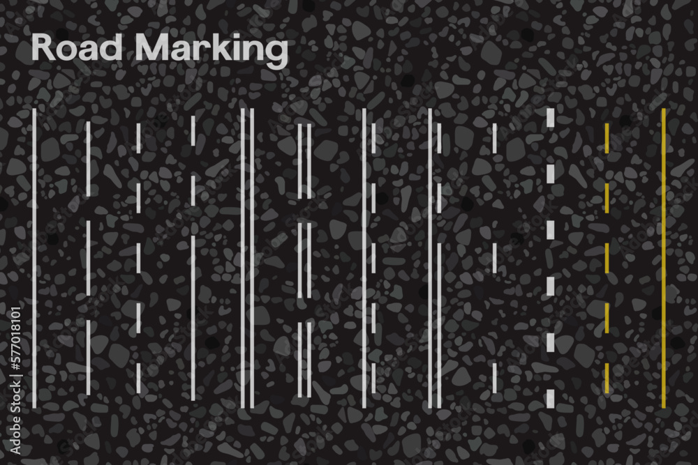 Horizontal road markings set, dividing lines vector illustration. Stock ...