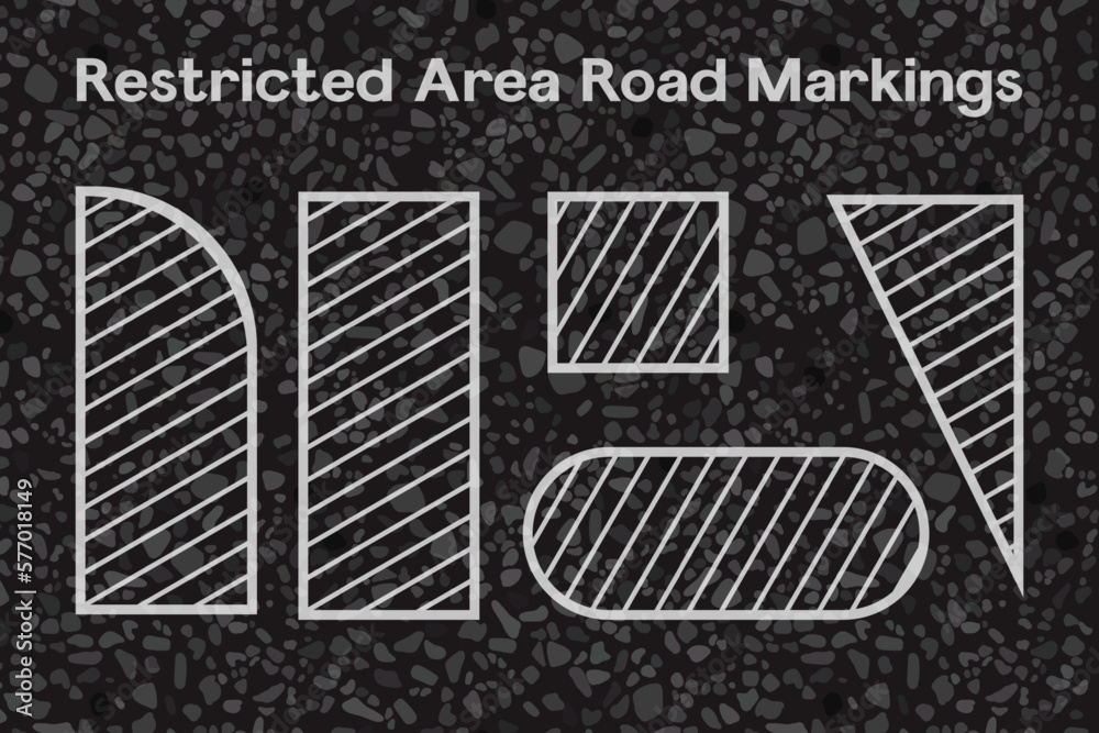 Horizontal road markings, restricted area vector illustration. Stock ...