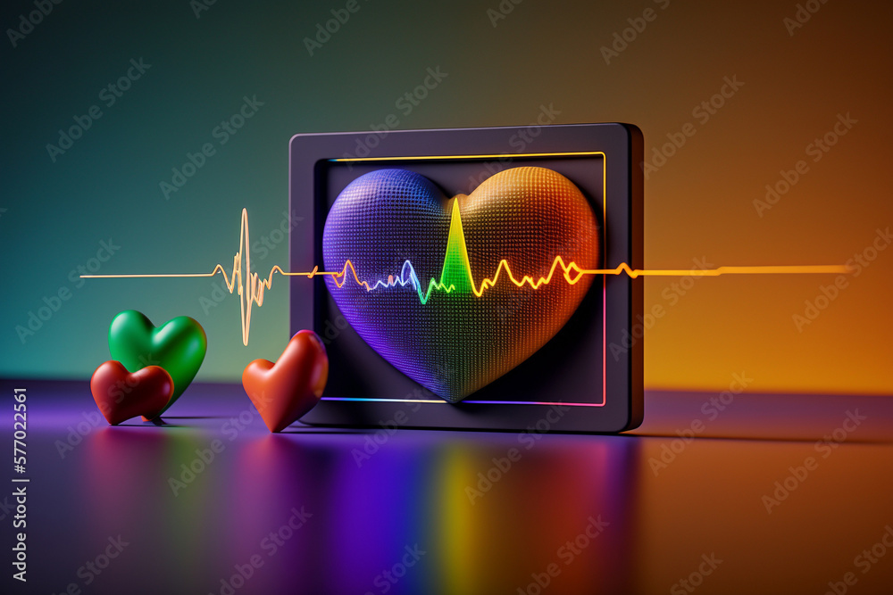 Heart monitor measuring vital signs, medical technology. Generative AI ...