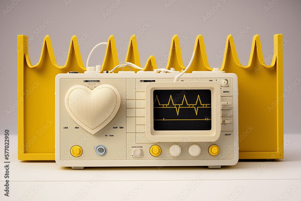 Heart monitor measuring vital signs, medical technology. Generative AI ...