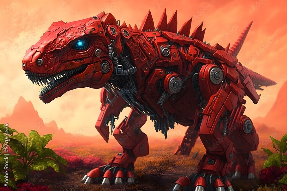 dinosaur robot created using AI Generative Technology Stock ...