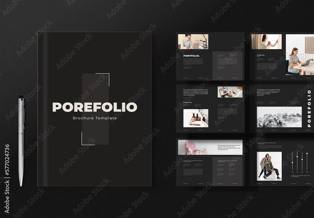 Black Portfolio Brochure Stock Template | Adobe Stock