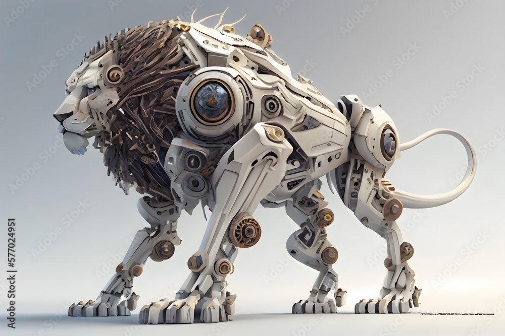 lion robot created using AI Generative Technology Stock Illustration ...