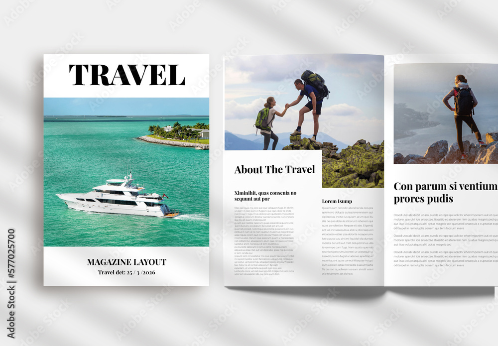 Travel Magazine Layout Stock Template | Adobe Stock
