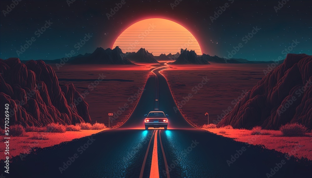 Neon color roadmap, street, dark background with goals created with ...