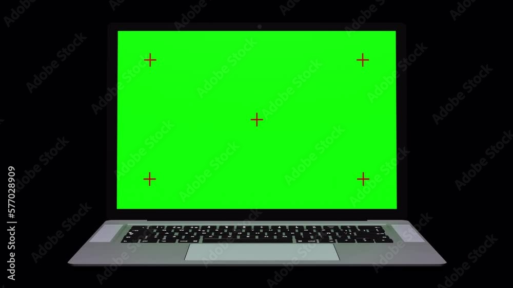 Realistic laptop with chromakey screen animation isolated on ...