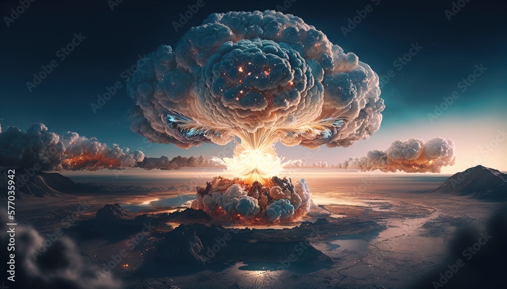 Nuclear bomb explosion in nuclear war, ww3, dystopic created with ...