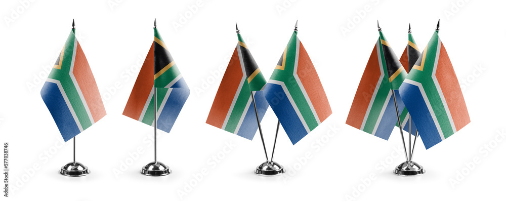 Small national flags of the South Africa on a white background Stock ...