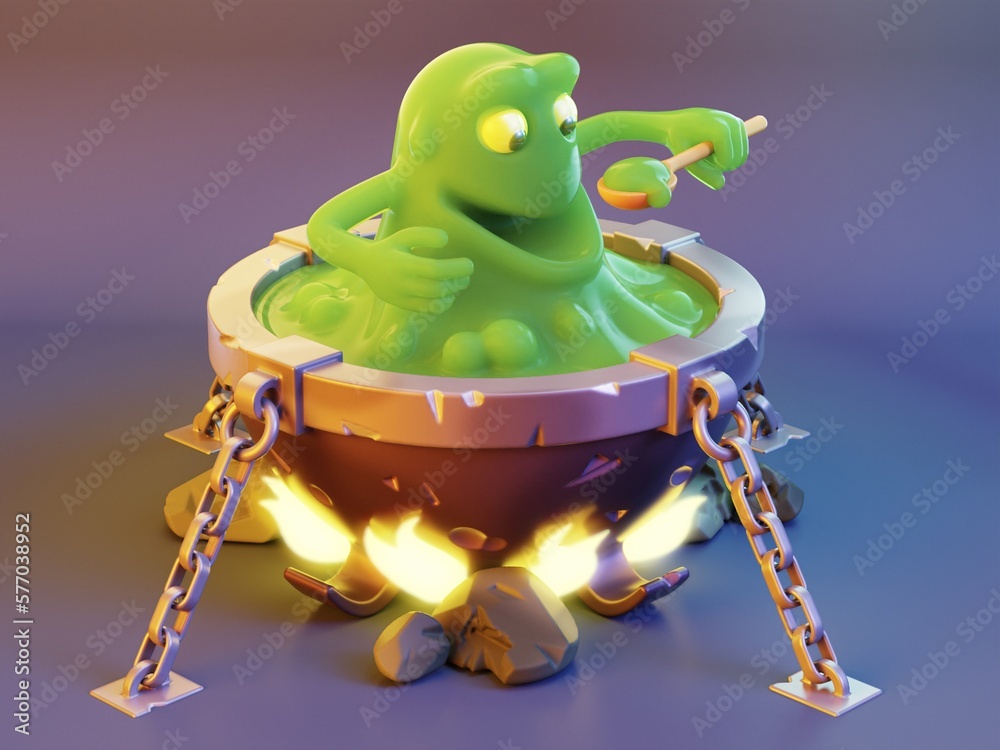 Cannibal Cauldron - 3D illustration about cooking, brewing or (self ...
