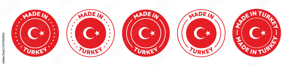Set of Made in turkey label icons. Made in Turkey logo symbol. turkey ...